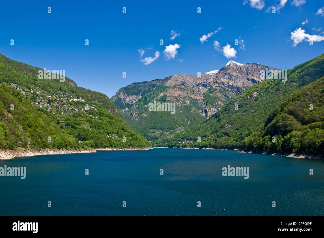Switzerland, Canton Ticino, Verzasca valley, Contra dam, artificial ...