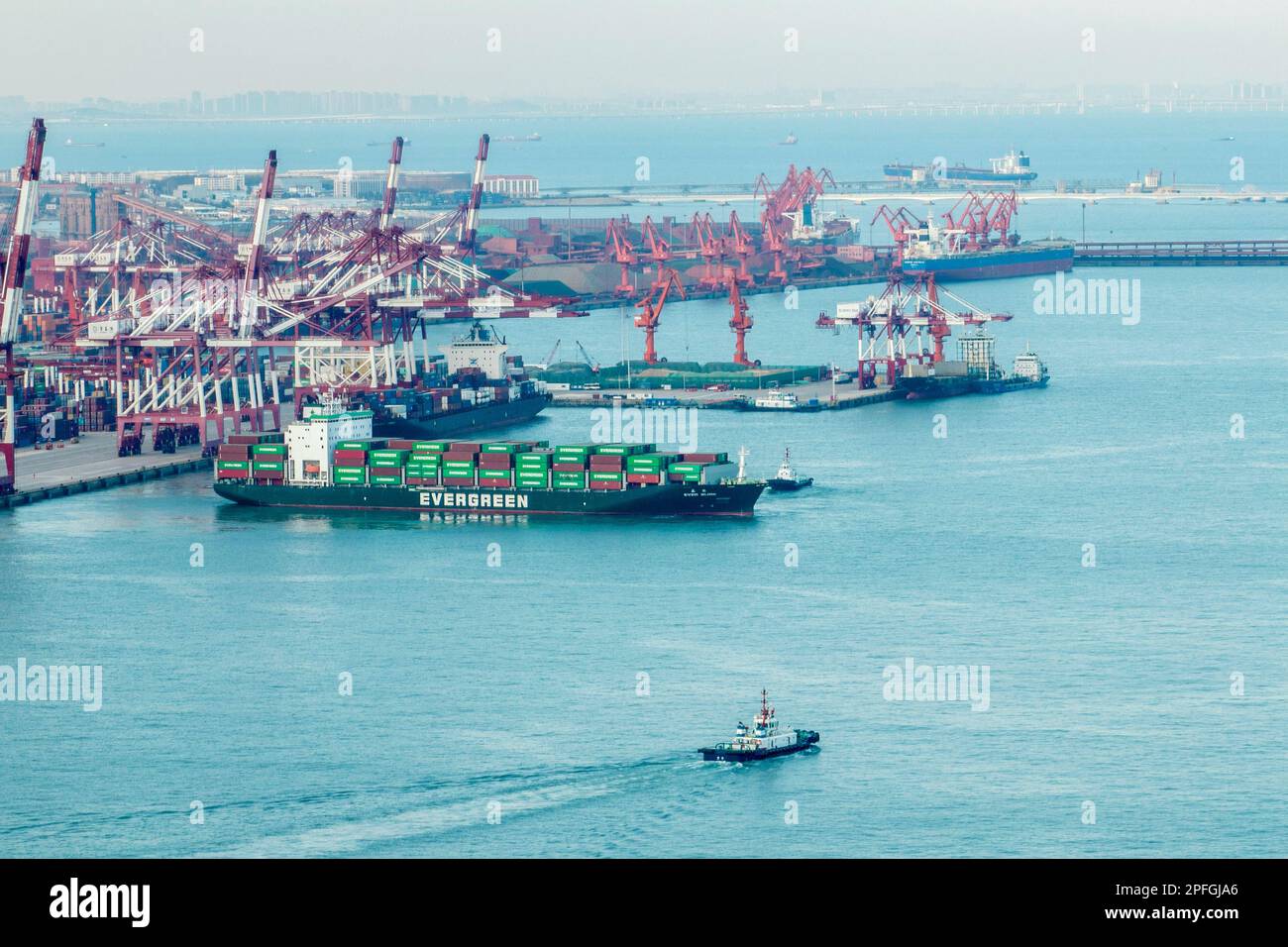 QINGDAO, CHINA - MARCH 17, 2023 - A general view of the container ...