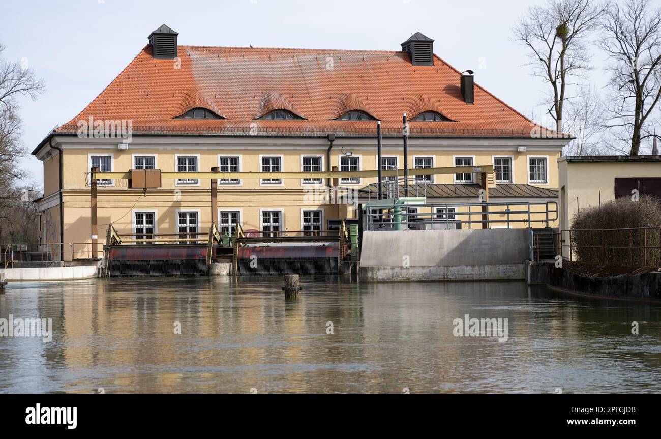 Munich, Germany. 17th Mar, 2023. The Isarwerk 3 hydropower plant on the ...