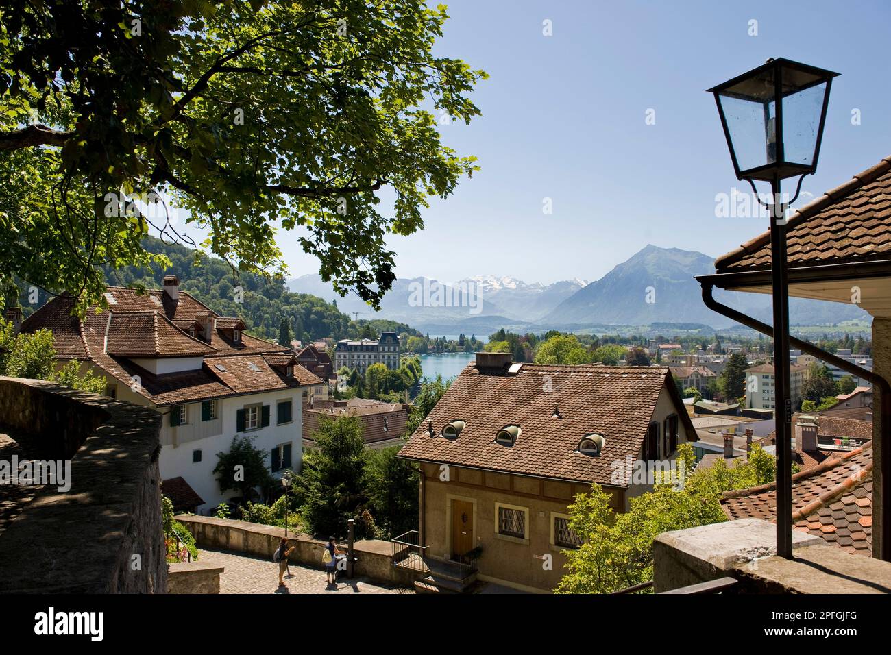 Switzerland, Canton Bern, Thun, view from Burgtor church Stock Photo ...