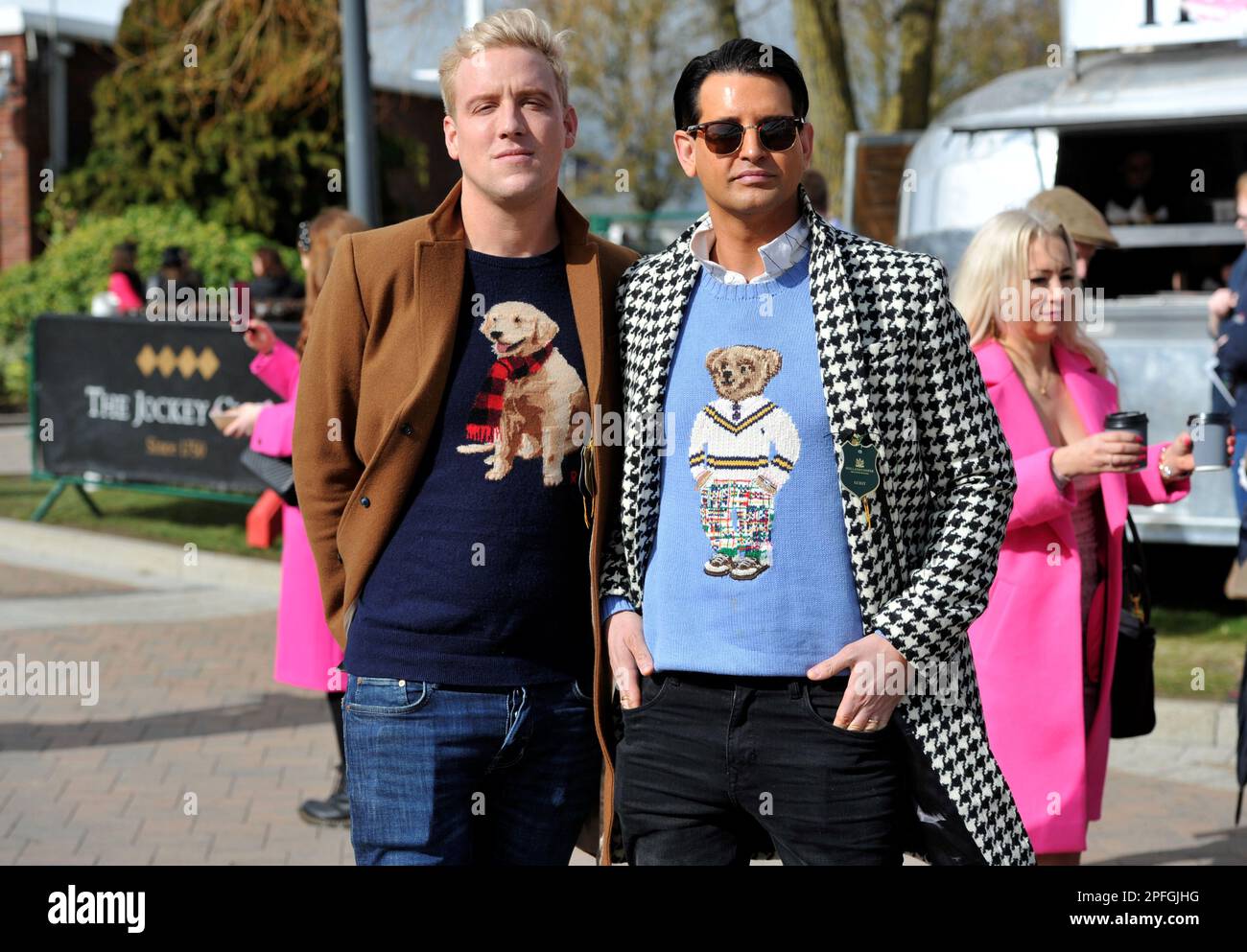 Crowds enter the racecourse including Gareth Locke and husband Ollie ...
