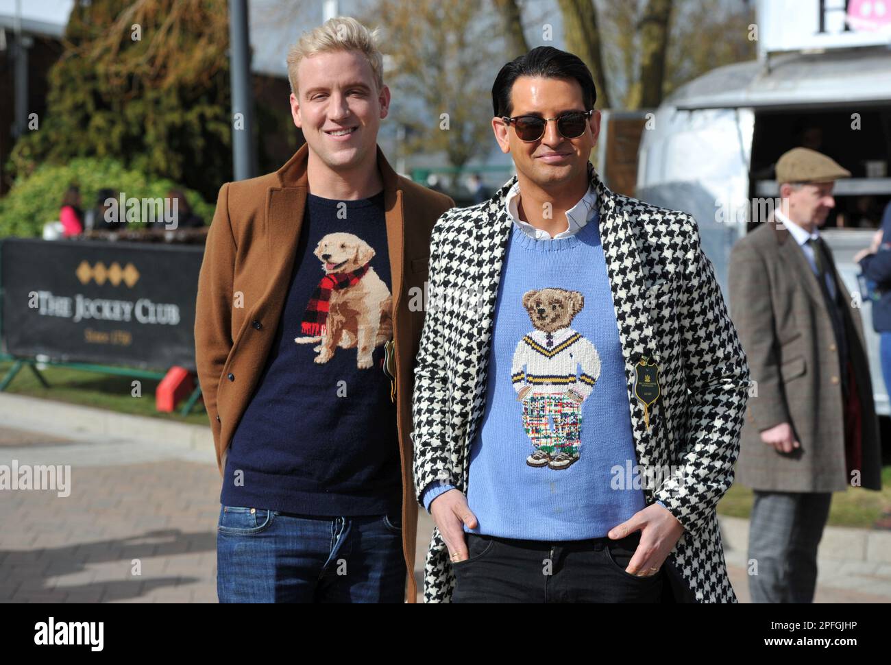 Crowds enter the racecourse including Gareth Locke and husband Ollie ...