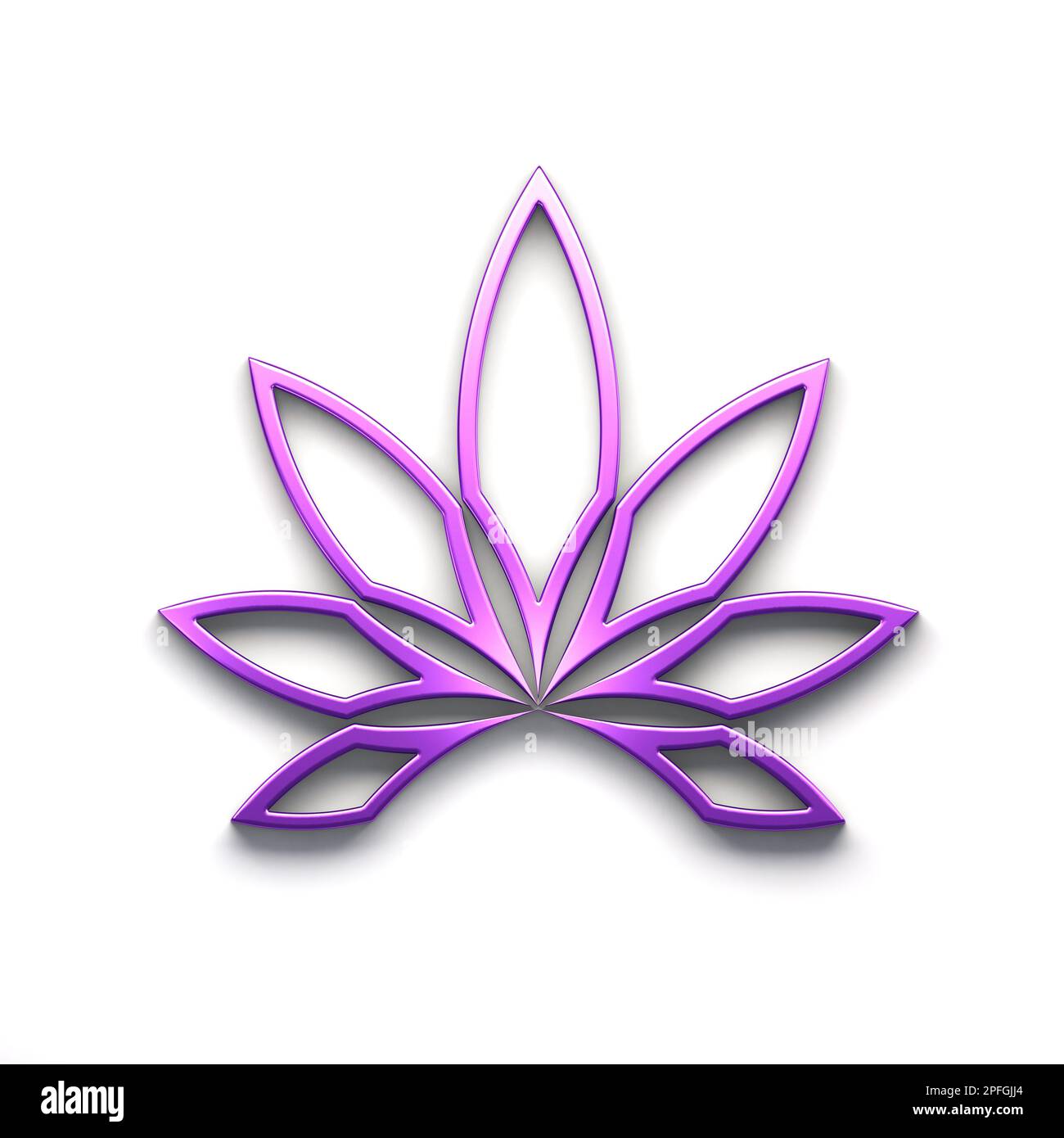Marijuana lineal flower or cannabis leaf weed violet color style logo ...