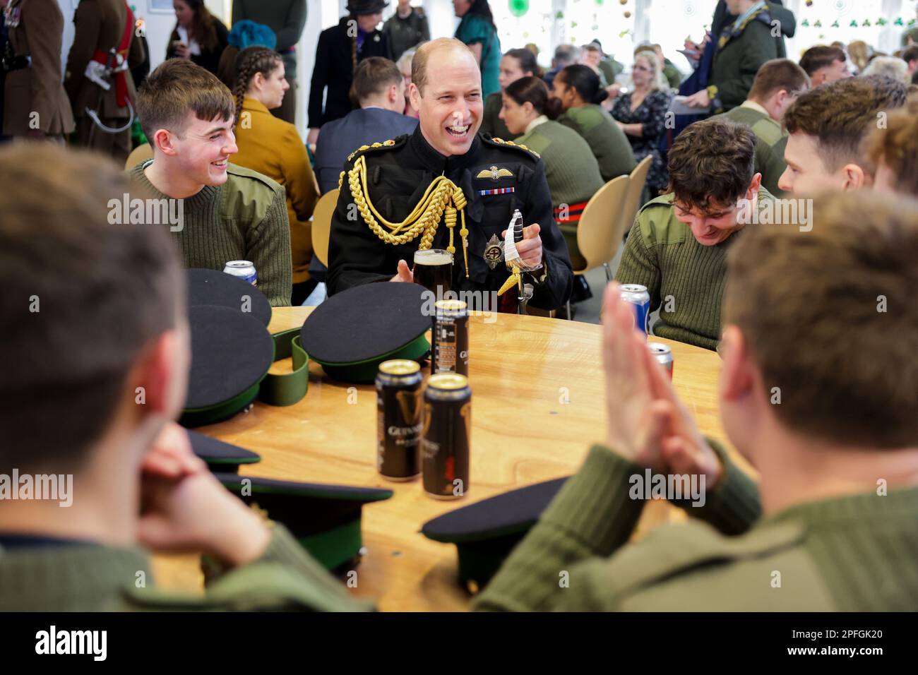 The Prince of Wales meets with junior ranks of the Irish Guards and ...