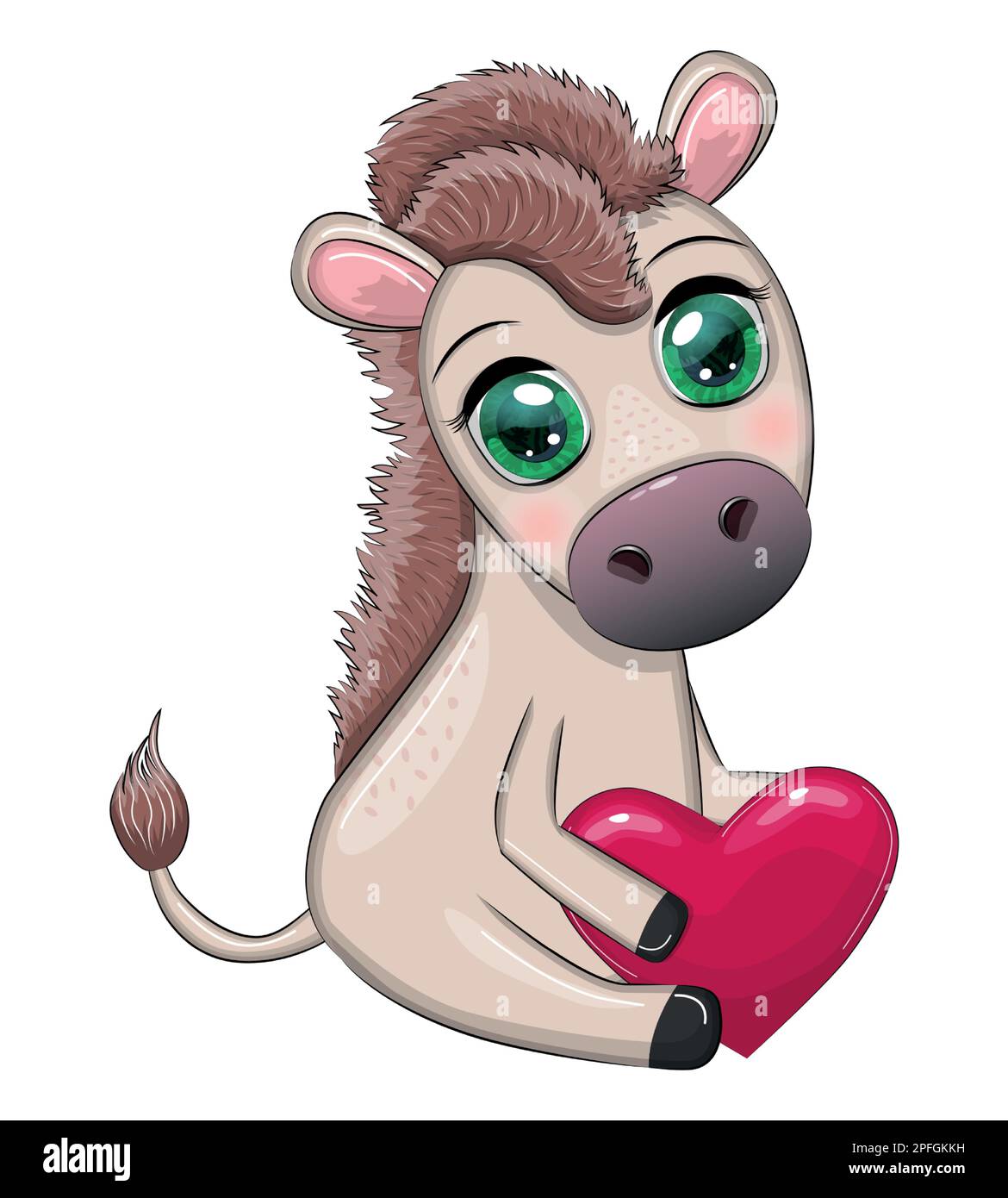 Cute donkey with heart, valentine's day, love holiday. Family holiday ...