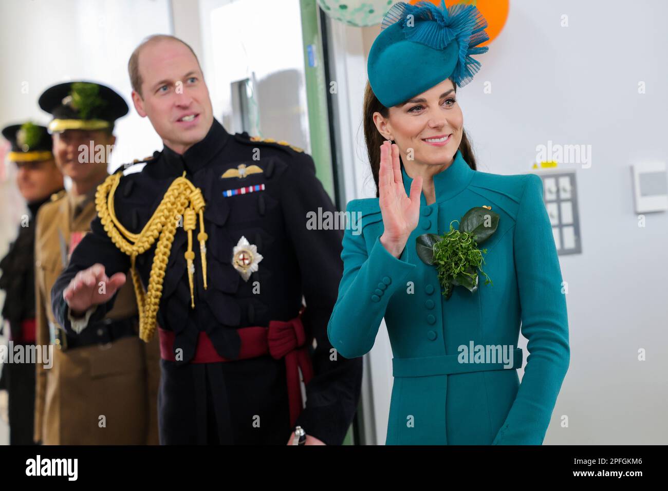 The Prince and Princess of Wales wave goodbye after visit to the 1st ...