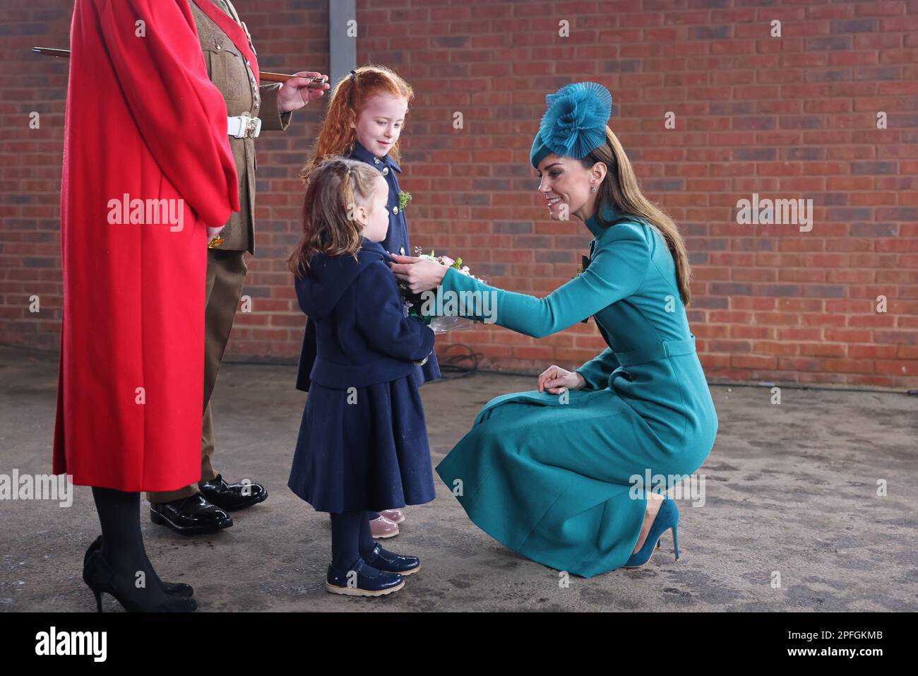 The Princess of Wales presents the traditional sprigs of shamrock to an ...
