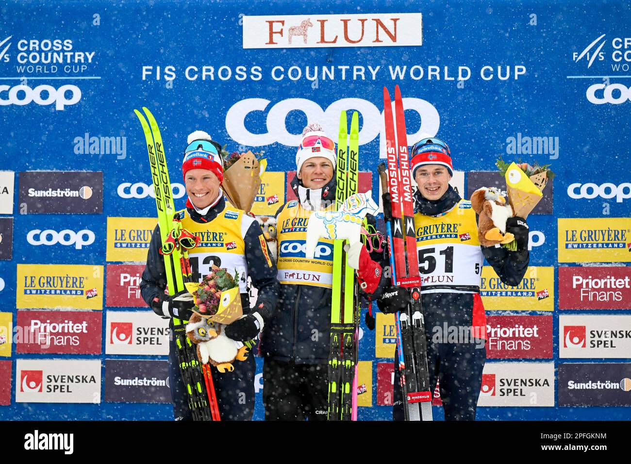 Winner Norges Johannes Hoesflot Kaebo (C) of Norway, secondplaced ...