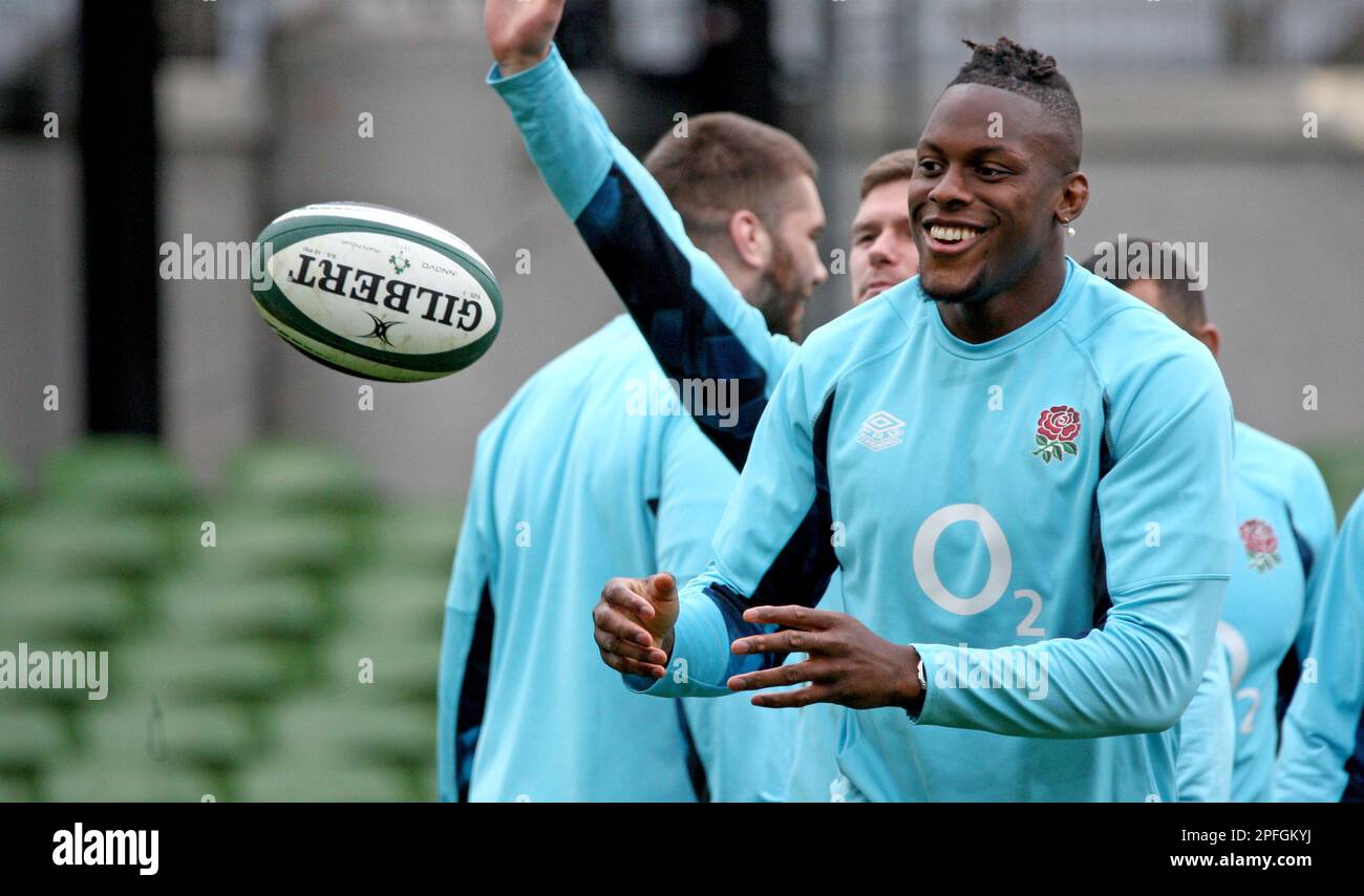 Maro Itoje during the Captain's Run at the Aviva Stadium, Dublin ...