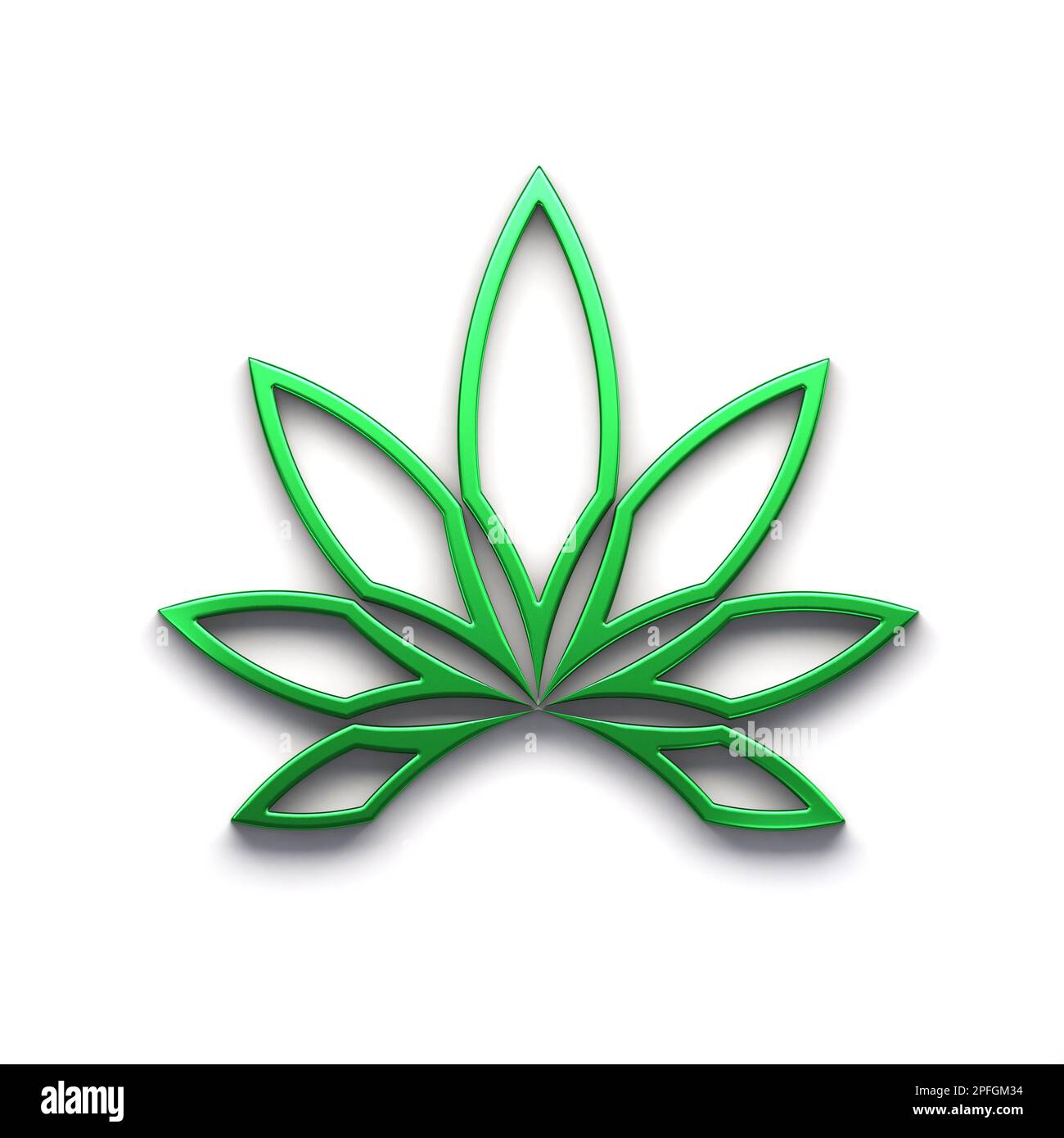 Marijuana lineal flower or cannabis leaf weed green color style logo ...