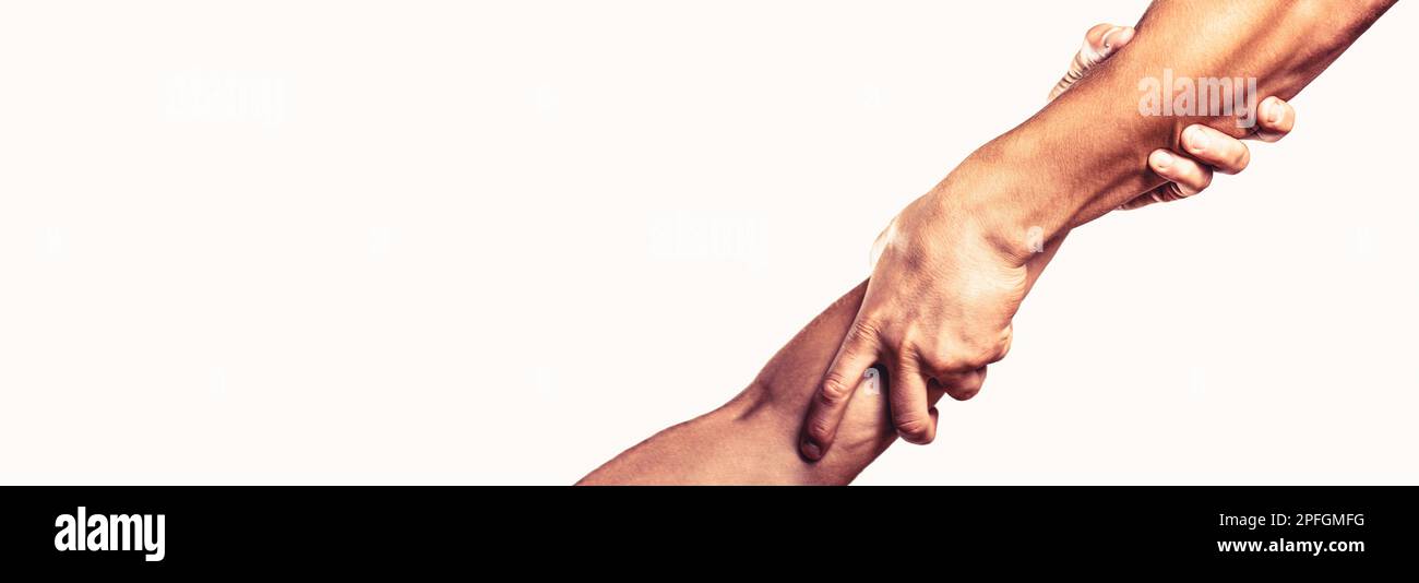 Two hands, helping arm of a friend, teamwork. Helping hand concept and ...