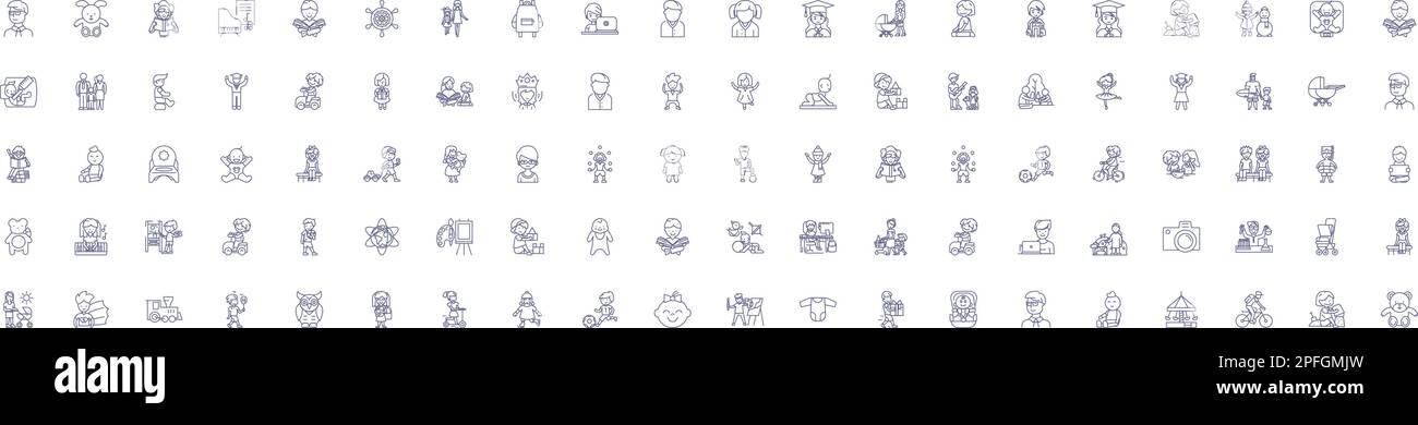 Preschools line icons signs set. Design collection of Preschools ...
