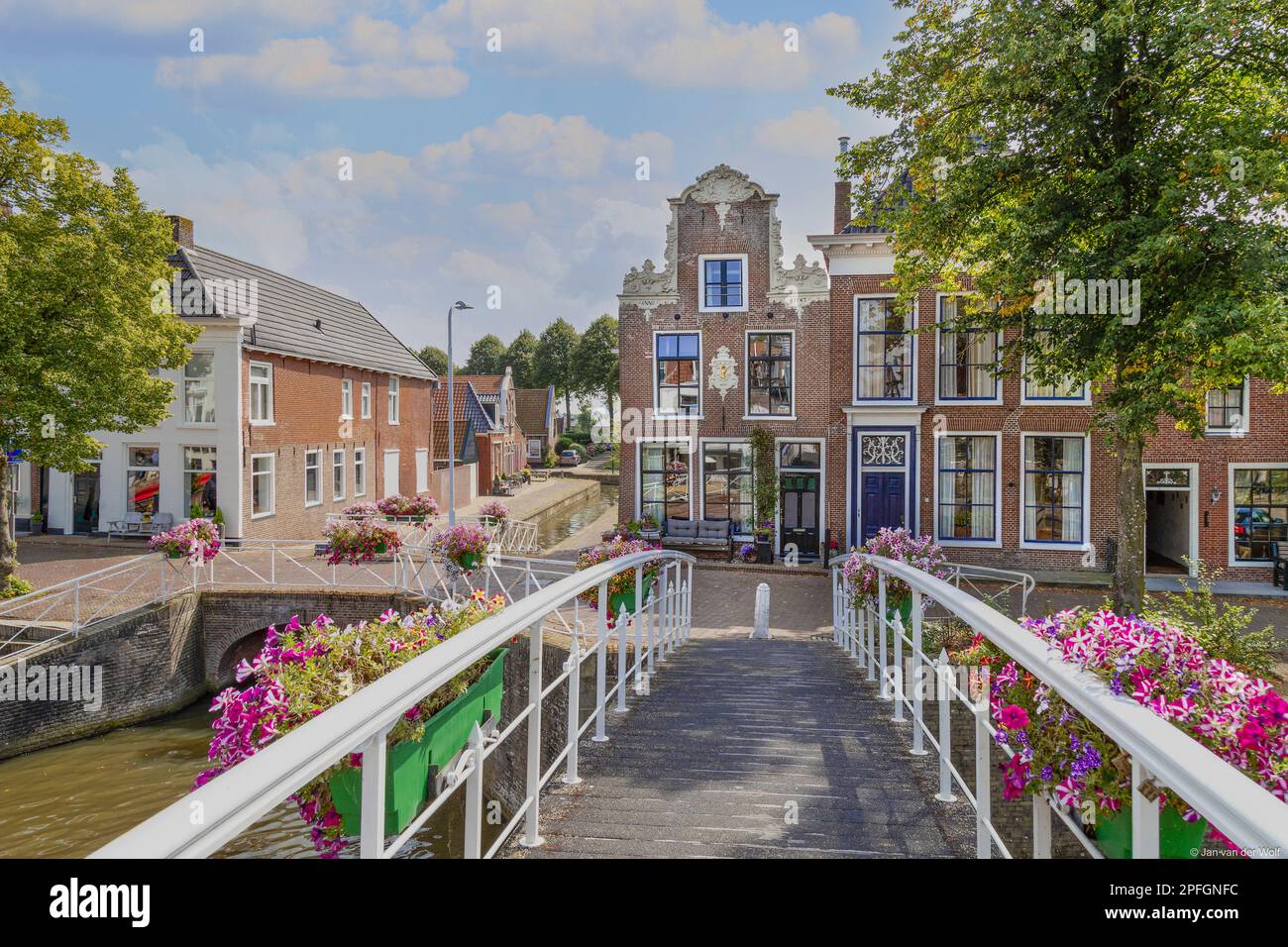 View of the center of the picturesque town of Dokkum in the Netherlands ...