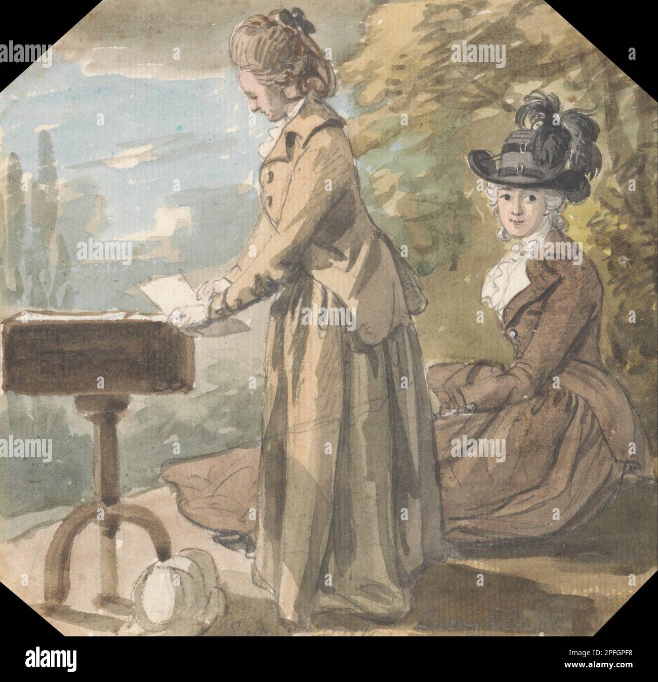 Lady Francis Scott and Lady Elliot circa 1770 by Paul Sandby Stock ...