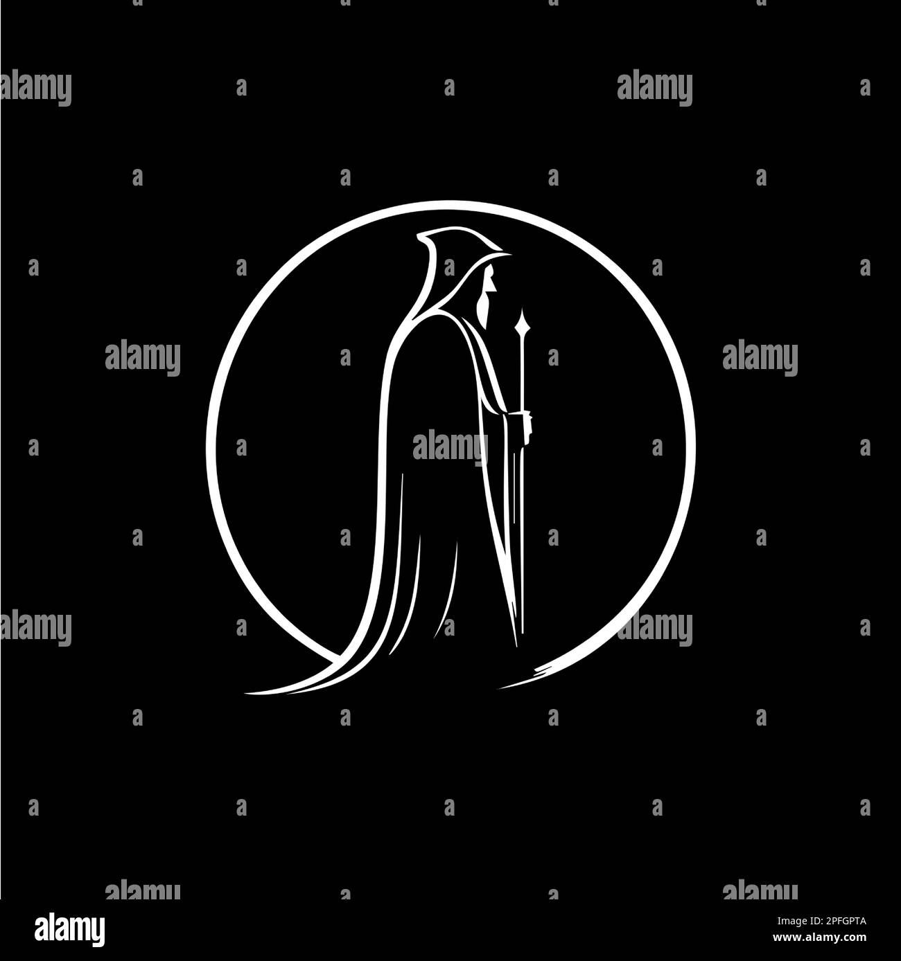 Sorcerer head silhouette tattoo, astronomer logo template. Fortune ...