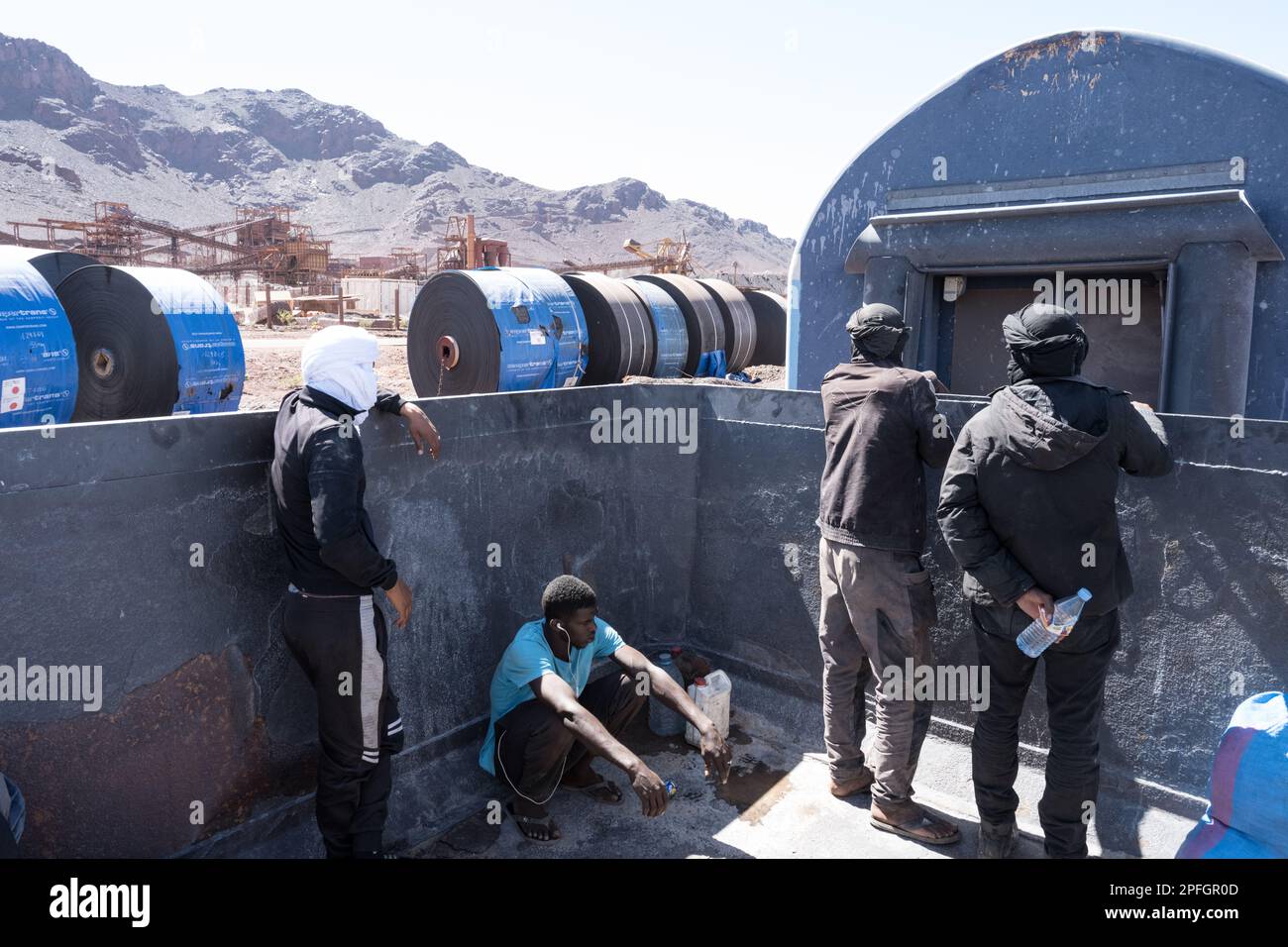 Passengers on the Iron Ore Train from Zouerat to Nouadhibou in ...