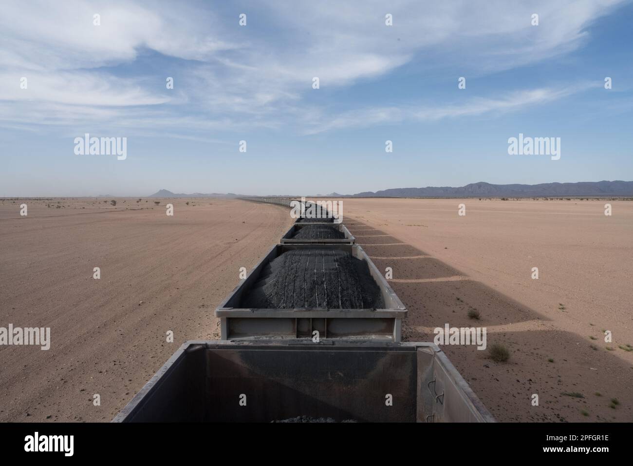 View from the top of the Iron Ore Train from Zouerat to Nouadhibou in ...
