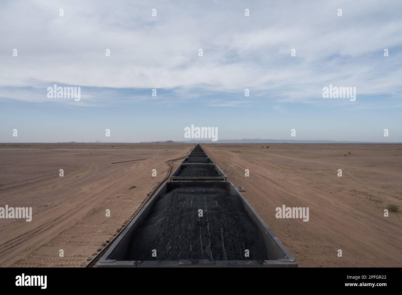 View from the top of the Iron Ore Train from Zouerat to Nouadhibou in ...