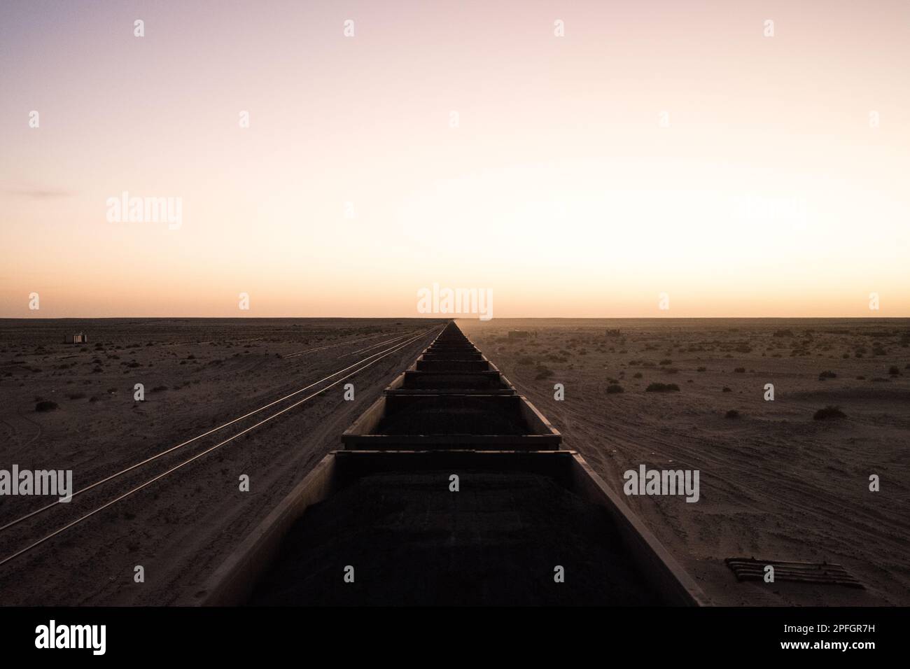 View from the top of the Iron Ore Train from Zouerat to Nouadhibou in ...