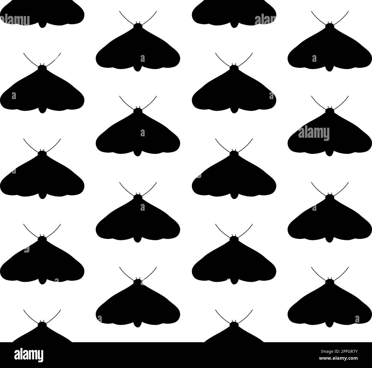 Vector seamless pattern of flat hand drawn moth silhouette isolated on ...