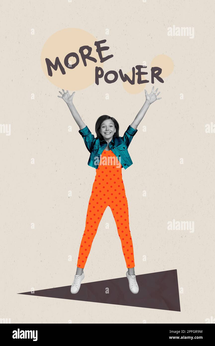 More power to women conceptual collage young girl attend demonstration ...