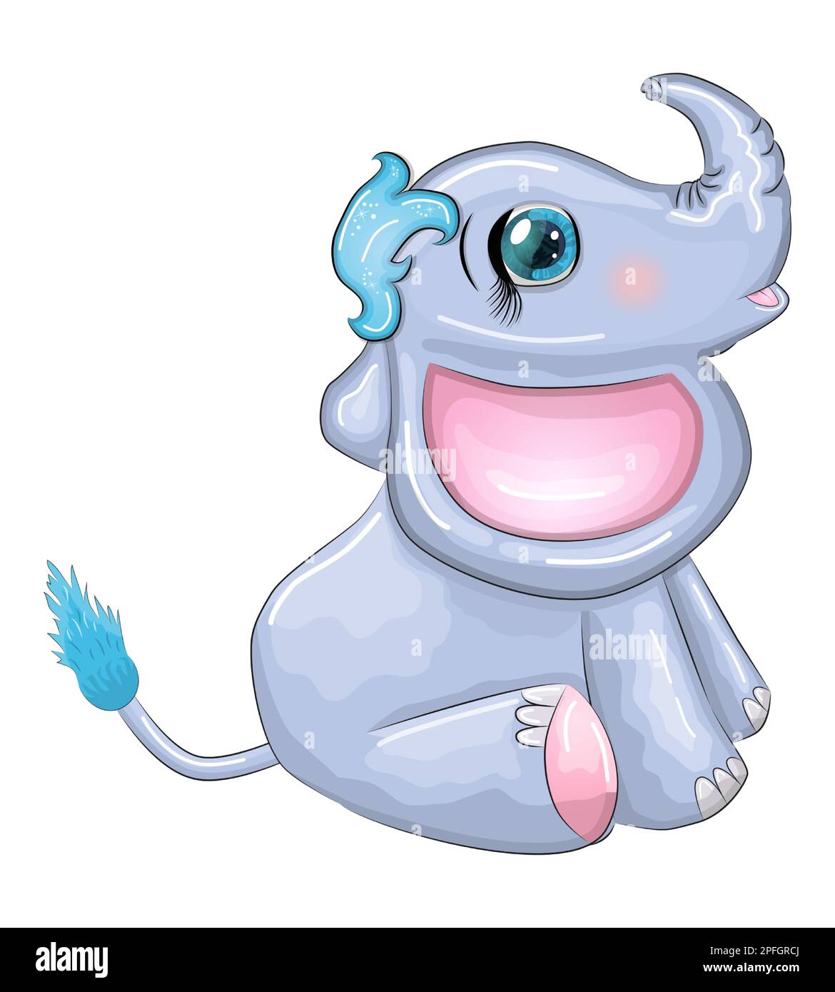 Cute cartoon elephant, childish character with beautiful eyes Stock ...