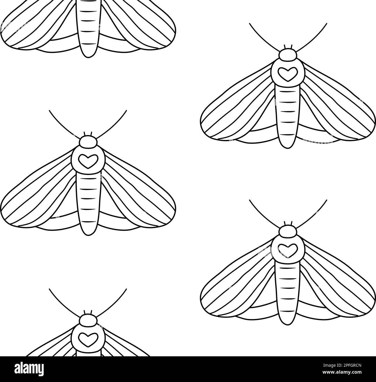 Vector seamless pattern of flat hand drawn outline moth isolated on ...