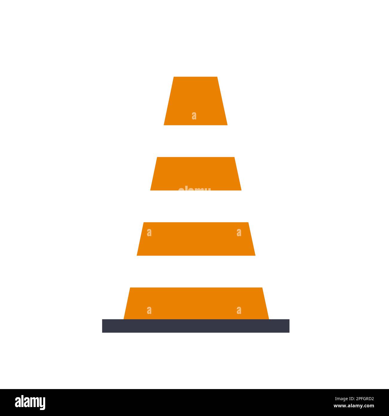 Road cone sign, used at a construction site, to mark the boundaries of ...
