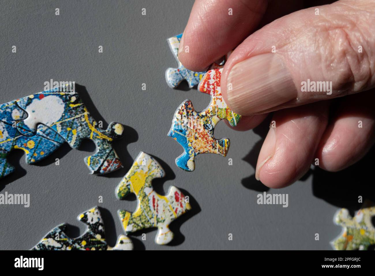 Jigsaw puzzle being assembled, 2023, USA Stock Photo - Alamy