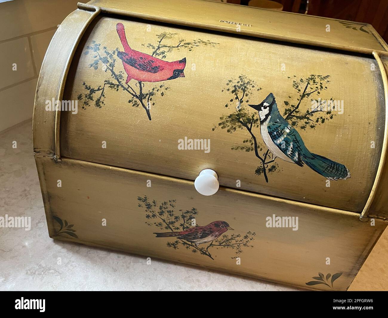 Vintage hand painted Breadbox, early 1900s, United States Stock Photo ...