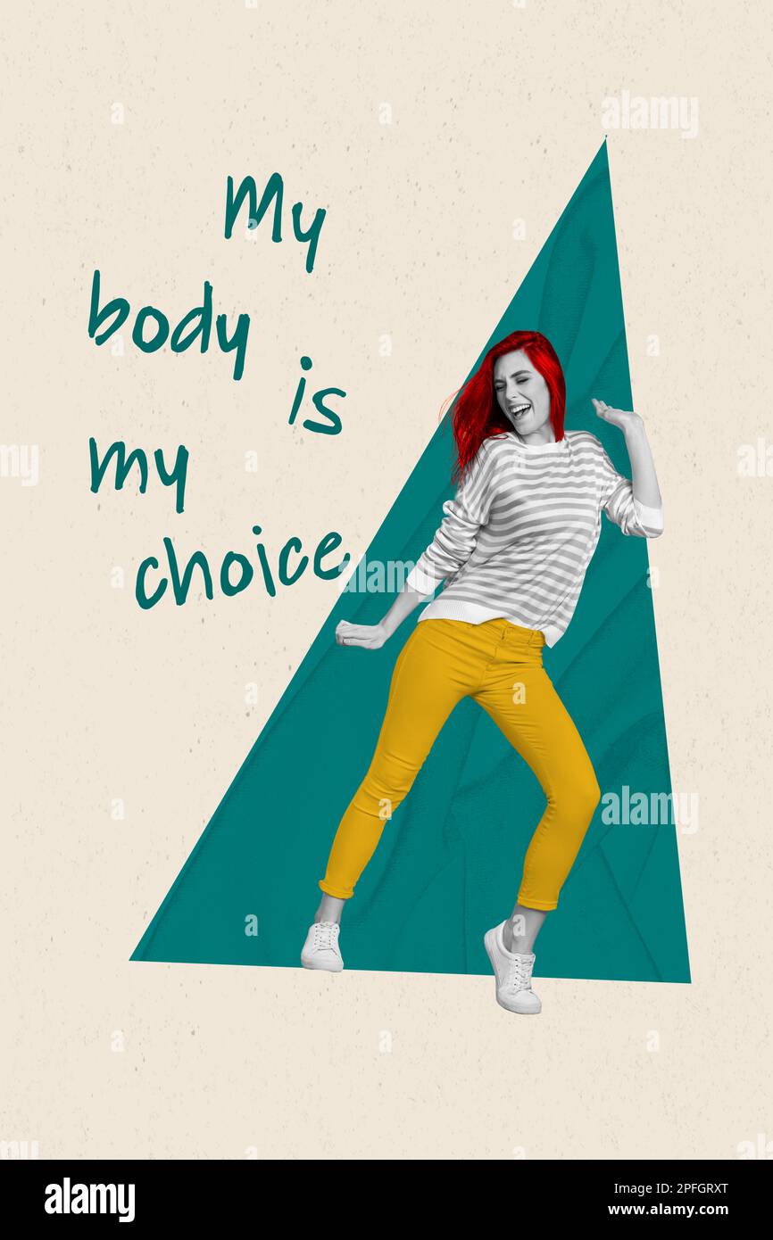 Vertical photo of funny careless girl dancing her way act like wants ...
