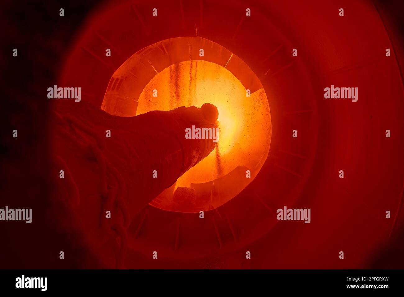 Combustion chamber of rotary furnace for roasting limestone Stock Photo ...