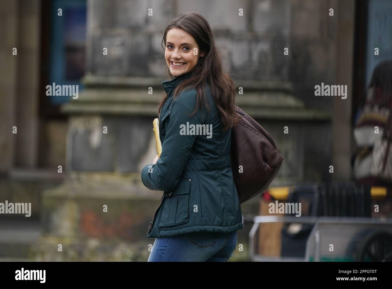 Actress Meg Bellamy, who plays Kate Middleton filming scenes for the ...
