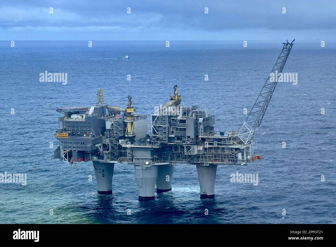 17 March 2023, Norway, Trollfeltet: The Troll A gas production platform ...