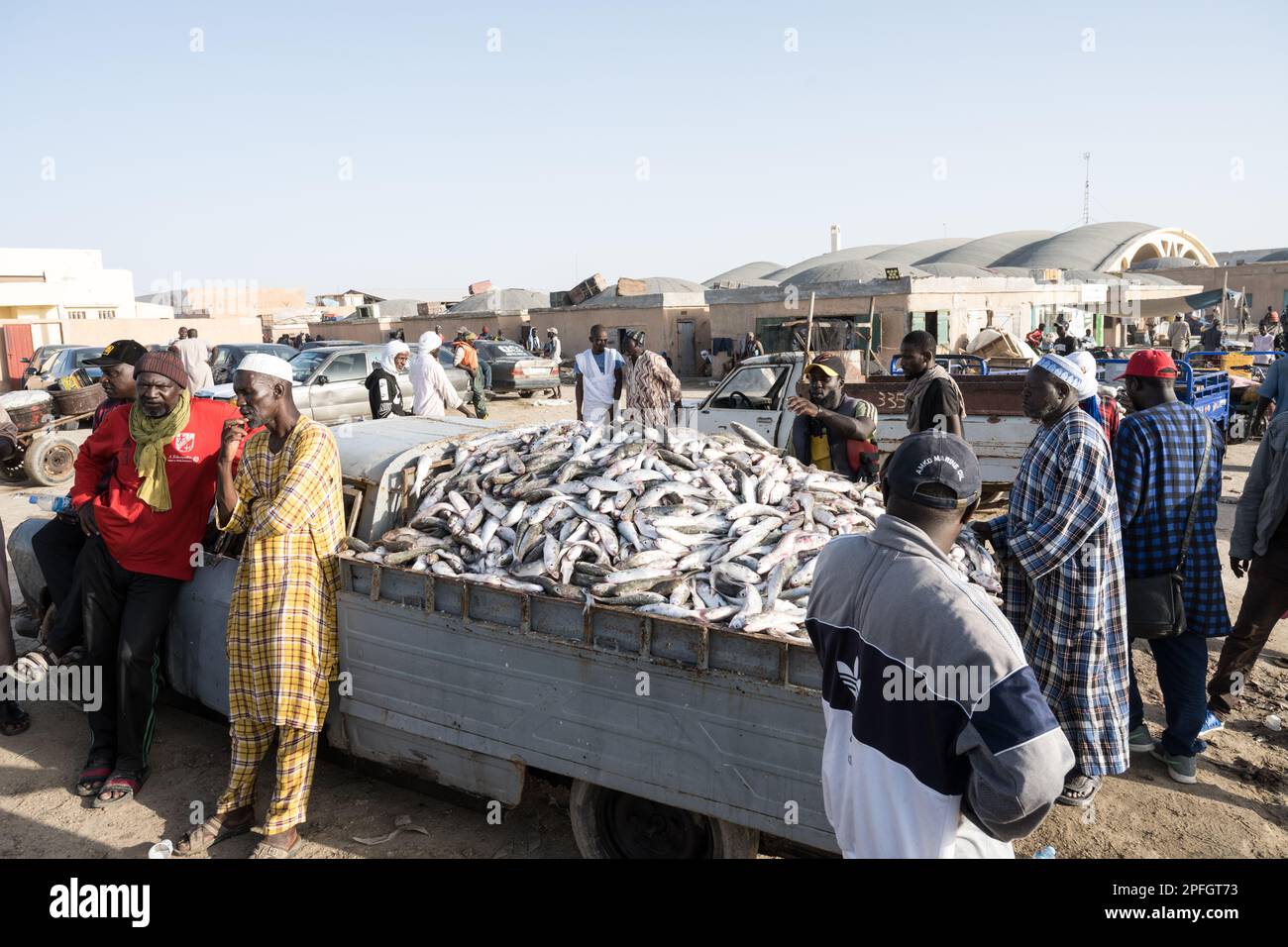 African fishermen with a truckload of fish. Port de Peche, Nouakchott's ...