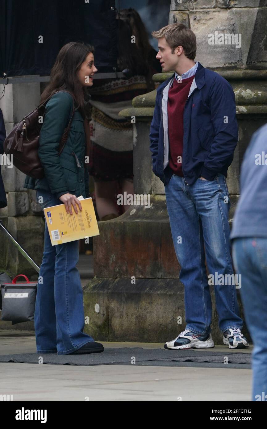 Actress Meg Bellamy, who plays Kate Middleton, and actor Ed McVey, who ...