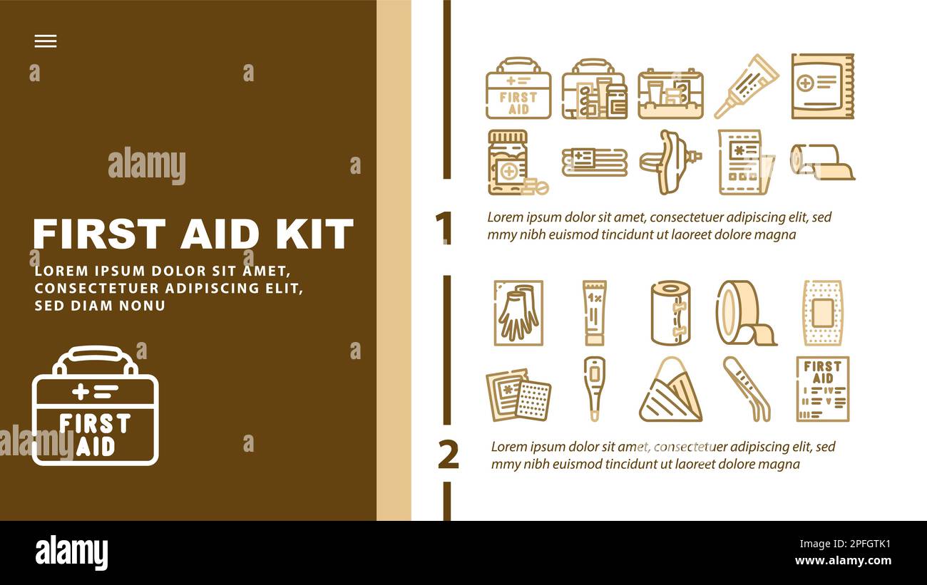 first aid kit medicine health landing header vector Stock Vector Image ...