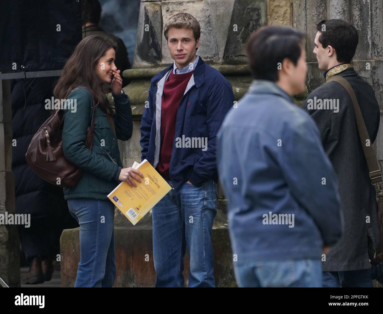 Actress Meg Bellamy, who plays Kate Middleton, and actor Ed McVey, who ...