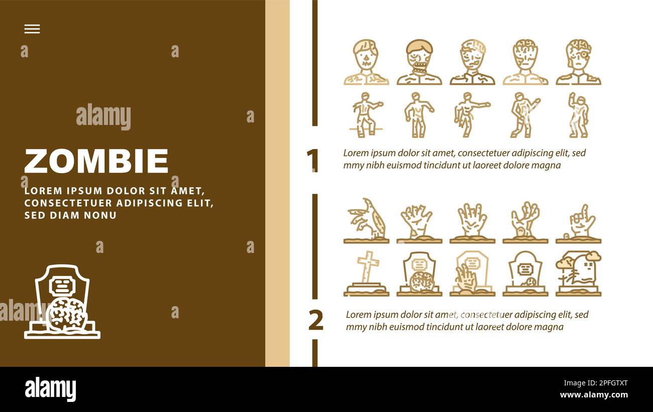 zombie horror dead monster landing header vector Stock Vector Image ...