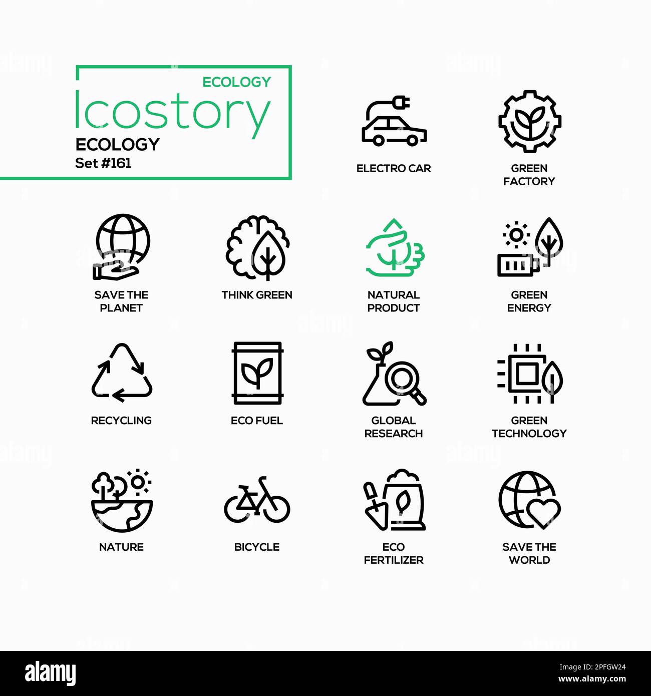 Ecology and saving the planet- line design style icons set Stock Vector ...