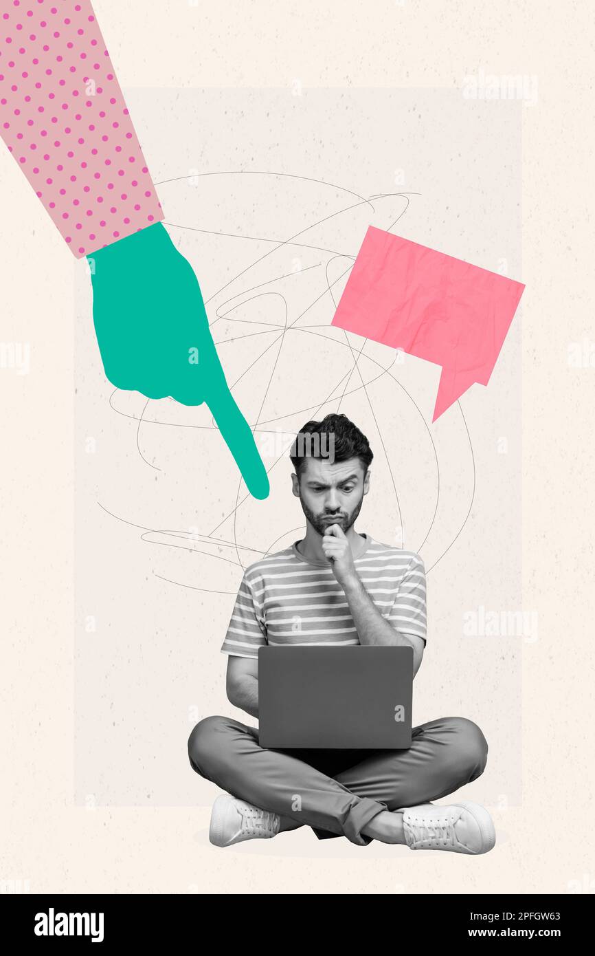 Creative minimal photo collage artwork stereotype minded office worker ...
