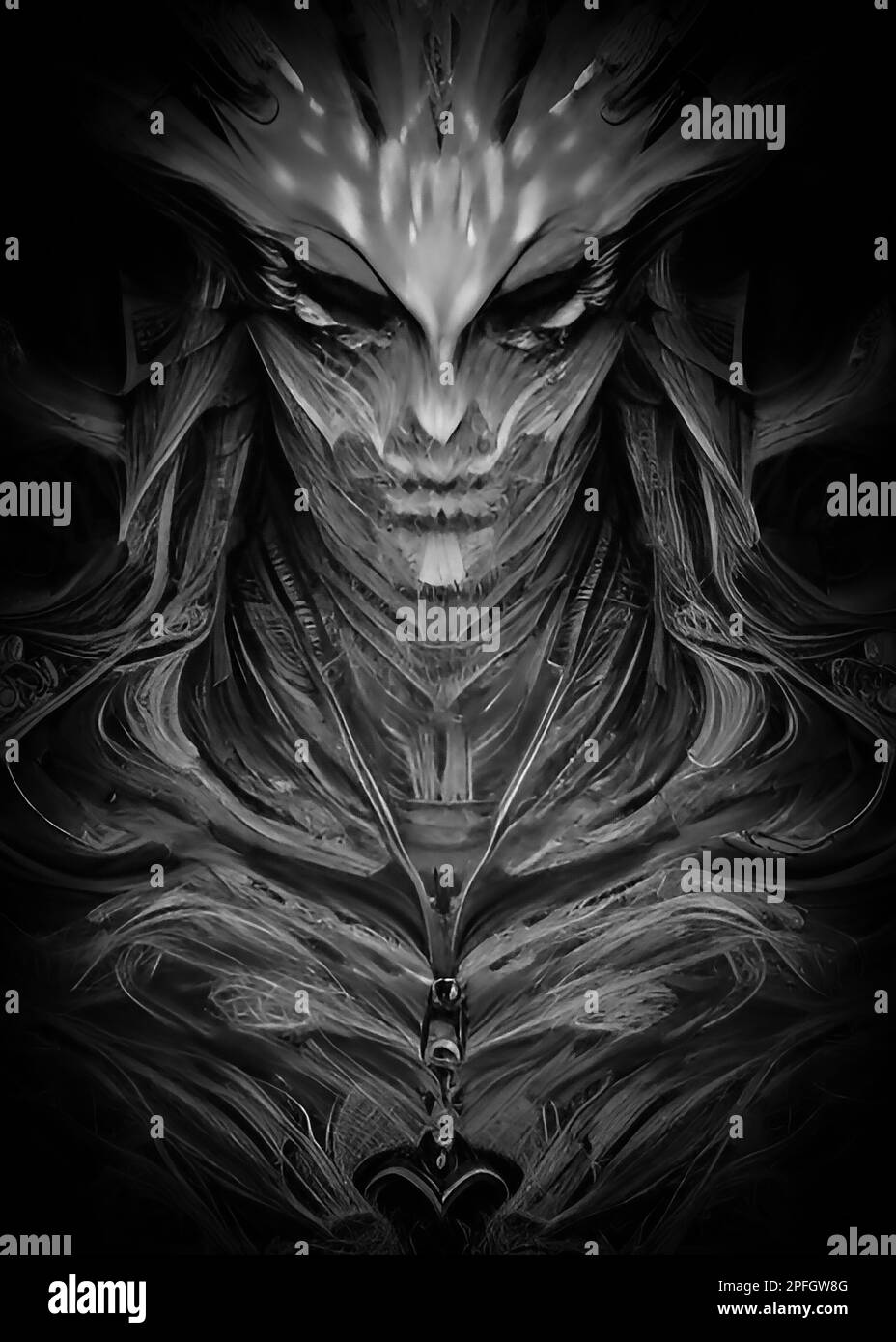 The dark queen. Abstract painting in black and white Stock Photo - Alamy