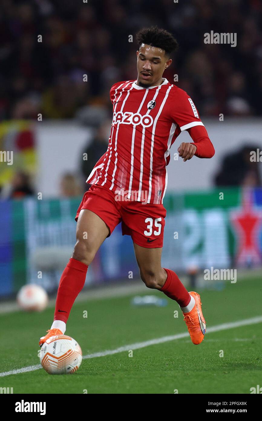Kenneth Schmidt of Sc Freiburg controls the ball during the Uefa Europa ...