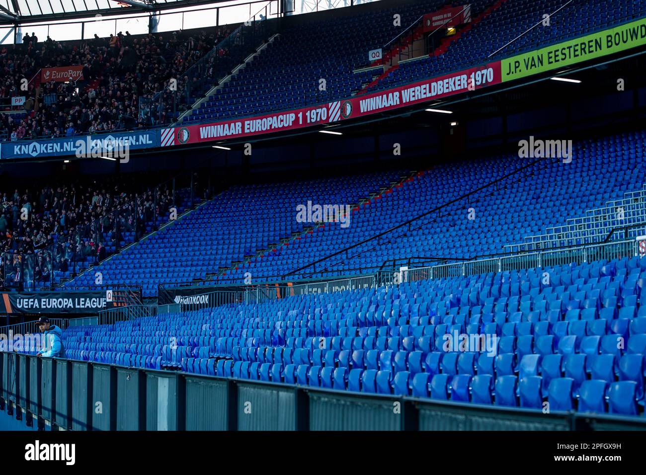 ROTTERDAM - empty Feyenoord grandstand during the UEFA Europa league ...