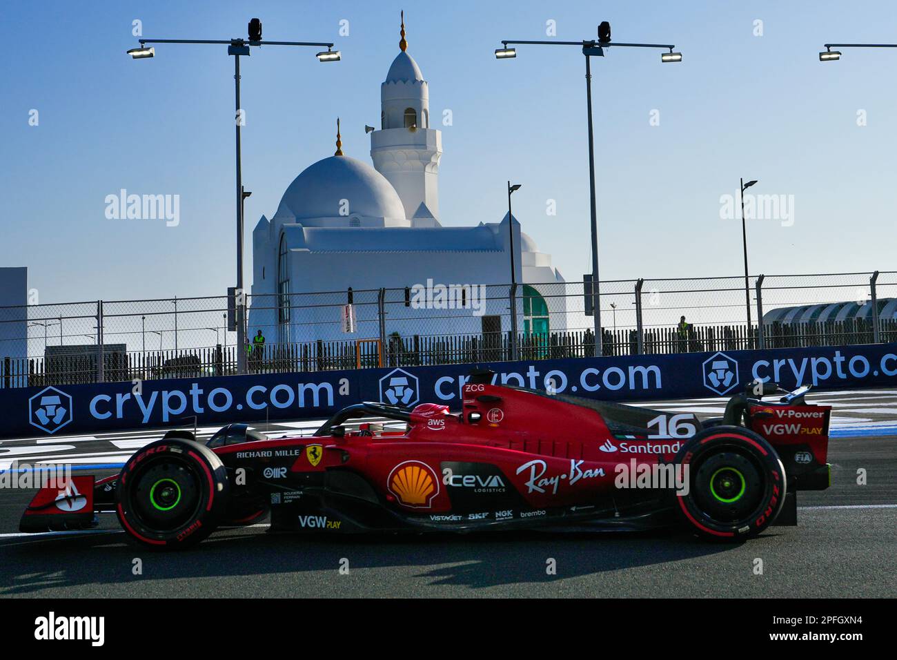 Ferrari driver Charles Leclerc of Monaco steers his car during the ...