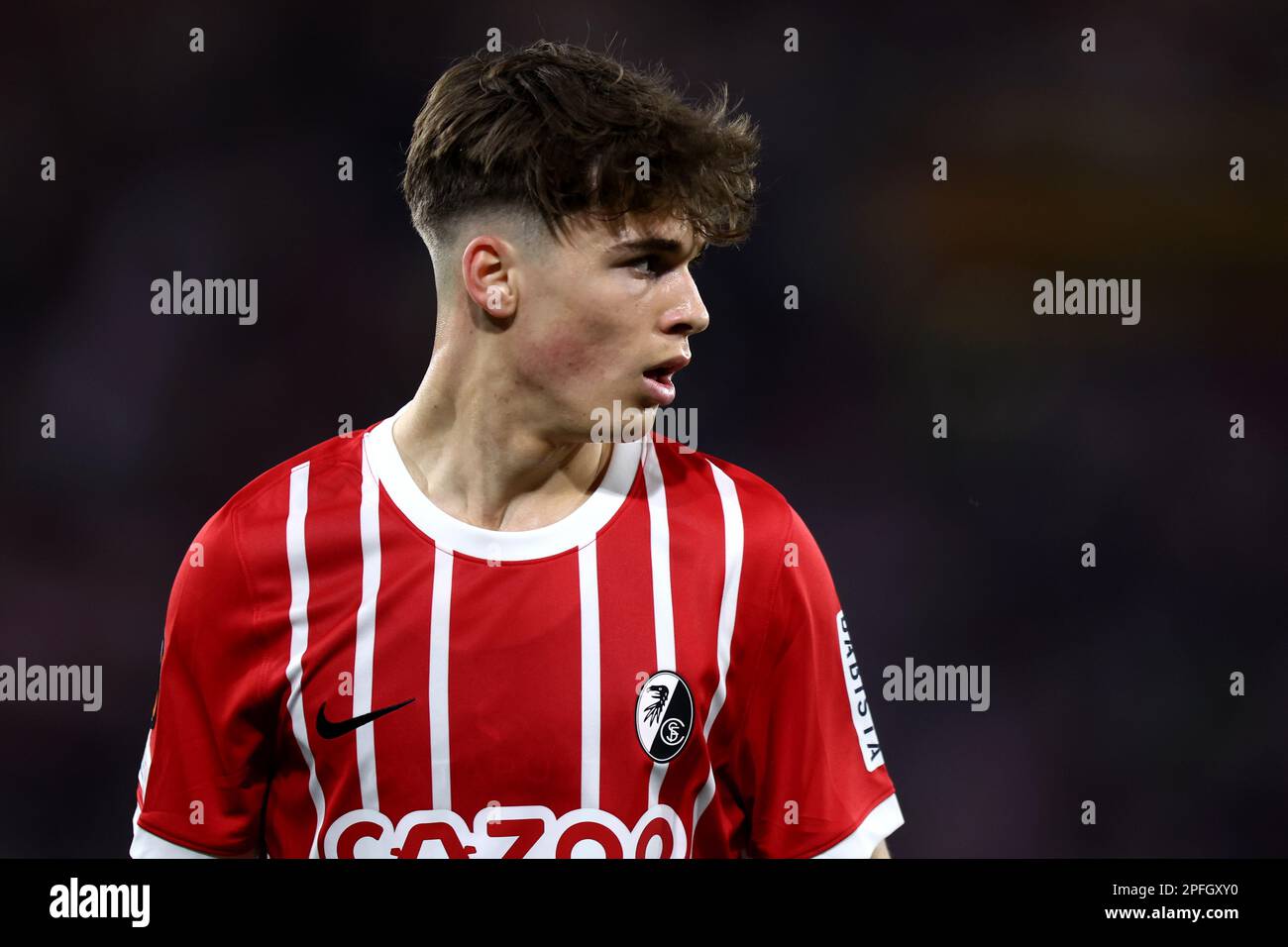 Noah Weisshaupt of Sc Freiburg looks on during the Uefa Europa League ...