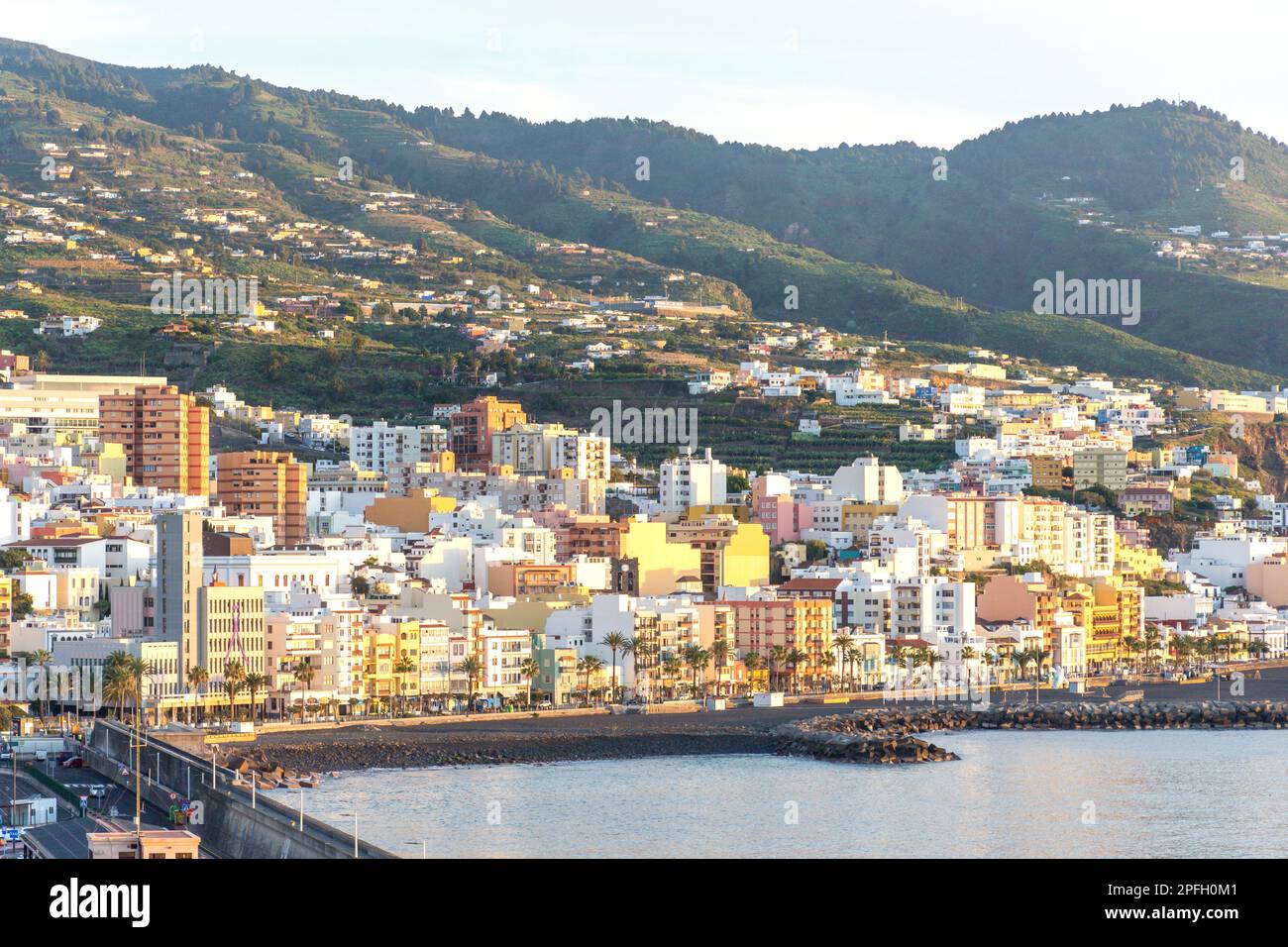City and harbour at sunrise, Santa Cruz de La Palma, La Palma, Canary ...