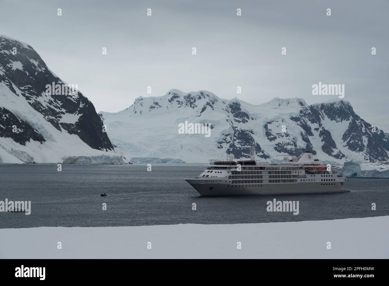cruise ship moored at Booth Island Antarctica Stock Photo - Alamy