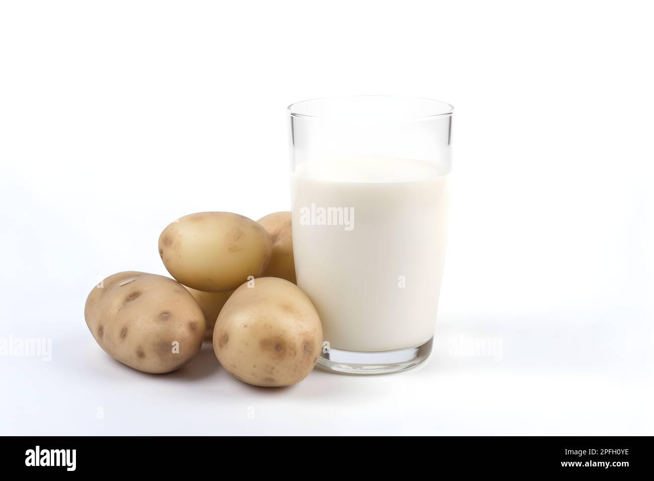 Vegan plant based milk in two bottles. Alternative potato milk and ...