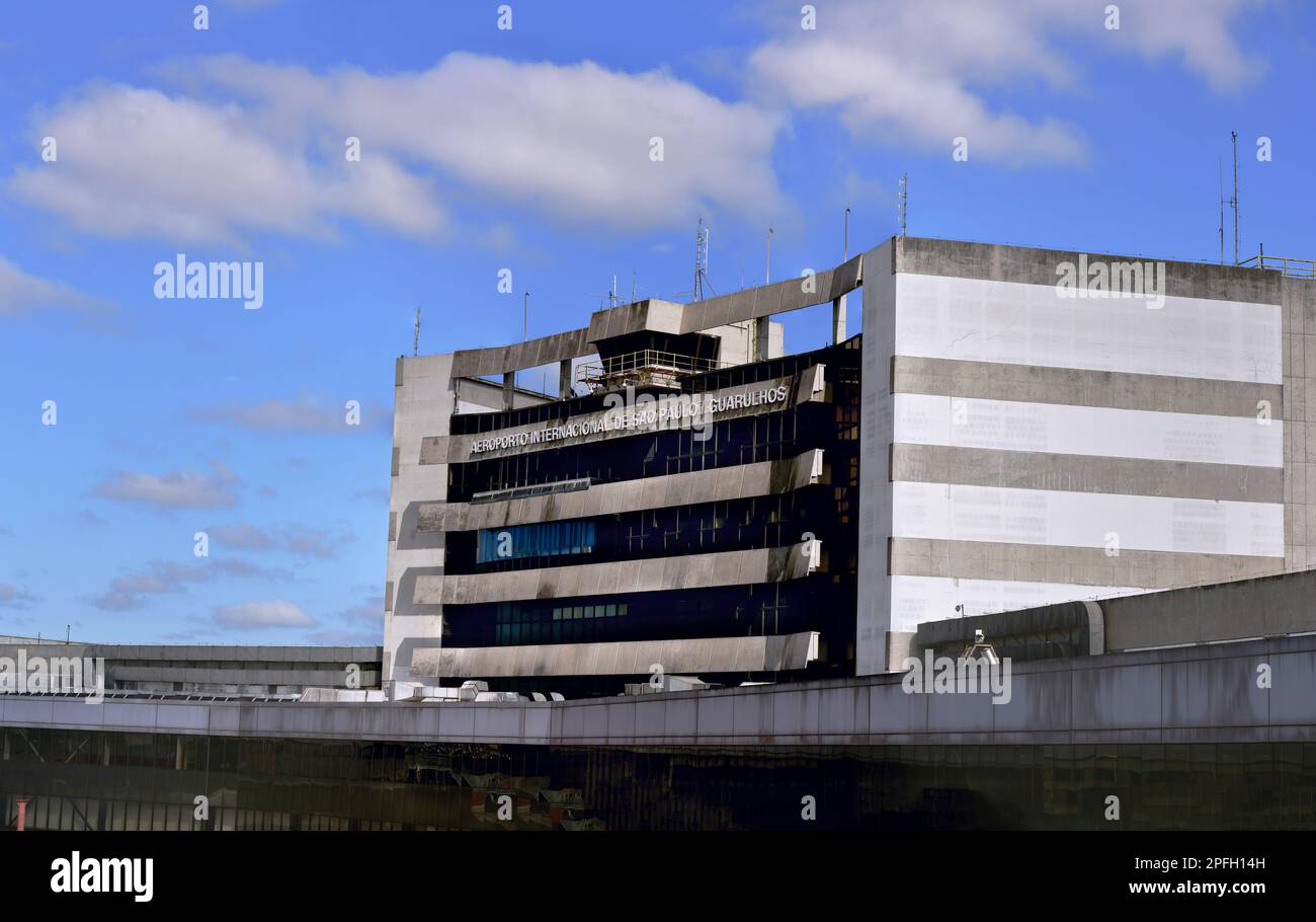 Facade of the International Guarulhos Airport (GRU). Sao Paulo, Brazil ...